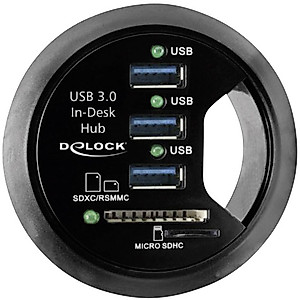 Delock in-Desk 3-Port USB 3.0 Hub 2 SD Card Slots