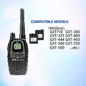 BATT5R Battery, 6V 850mAh NI-MH Rechargeable Battery for Midland Walkie Talkie GXT800, GXT808, GXT850, GXT860, GXT881, GXT895, GXT900, GXT950, GXT991, GXT1000, GXT1030, GXT1050,T290, T295,2 Pack