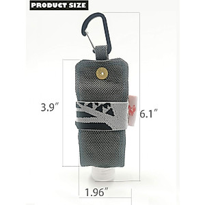 SUCHI Travel Size Hand Sanitizer Holder,Bottle Case and Carabiner Carrier bag-Portable Mini Waist Bag for Liquids Clip On Belt Loop,Backpack and Purse-Includes Empty 60ml/ 2 oz Reusable Bottle (Gray)