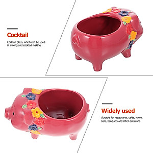 Healifty Wine Glasses Tiki Mugs Pig Ceramic Mug Cocktail Hawaiian Party Mugs Drinkware Exotic Cocktail Glasses for Bar, Punch, and Tropical Drinks 400ml Drinking Glasses