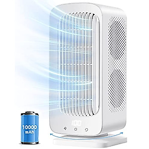 SWEETFULL Desk Fan,10000mAh Battery Operated Tower Fan Portable Fan Small Personal Table Fan, Oscillating Fan,5 Speed Rechargeable Battery Cooling Electric Fan for Bedroom Office Outdoor Indoor