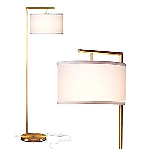 Brightech Montage Modern Floor lamp, LED Floor Lamp for Living Rooms & Offices - Tall Standing Lamp for Bedroom Reading - Corner Pole Lamp for Contemporary Home Decor - Gold, Antique Brass