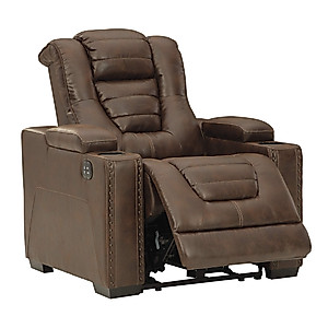 Signature Design by Ashley Owner's Box Faux Leather Power Recliner with Adjustable Headrest, Brown