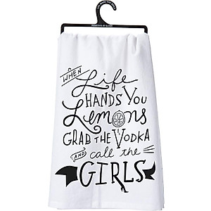 Primitives by Kathy LOL Made You Smile Cotton, Dish Towel, 28" x 28", Grab The Vodka