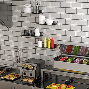 Wallniture Plat Stainless Steel Wall Shelf Heavy Duty Restaurant Bar Cafe & Home Kitchen Organization and Storage Shelf Set of 2 23.60" Silver