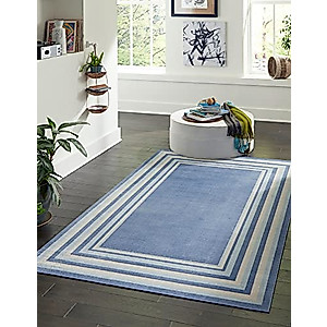 Unique Loom Lotus Collection Area Rug - Guyana (5' x 8' Rectangle, Blue/Light Blue)