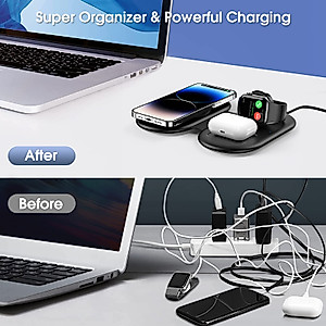 Wireless Charging Station, Folding Magnetic Travel Wireless Charger Pad for Apple, Fast Charging Station for iPhone 15/14/13/Pro Max, Compatible with Apple Watch Ultra/9/8/7 AirPods 3/Pro, Charger-Pad