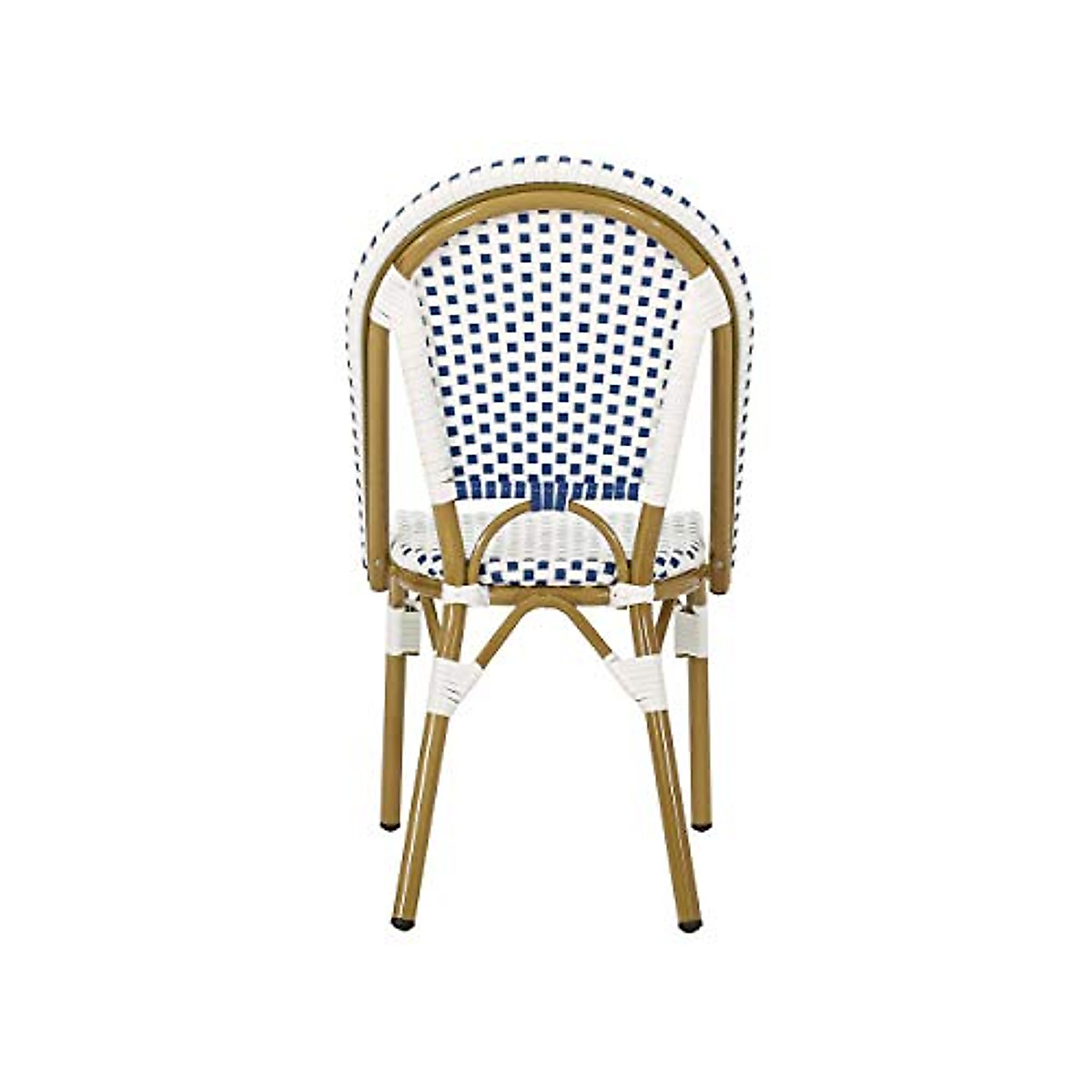 Christopher Knight Home Philomena Outdoor French Bistro Chair (Set of 4), Blue + White + Bamboo Print Finish
