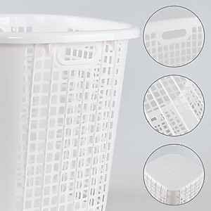 Afromy 6-Pack 45 L Plastic Laundry Basket, 16.54" Tall Clothes Hamper for Clothes, Towels＆Toys in the Family and Dorm, White