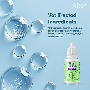 Ake® Dog Ear Cleaner Solution - Cat Ear Cleaner - Dog Ear Flush - Helps with Yeast, Wax, Dirt & Itchy Ear Canal - Dog Ear Wash - Otic Ear Solution for Dogs - Controlling Dog Ear Infections & Odor