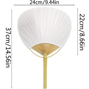 YFEIQI 10 Pcs Lot White Paddle Fan -Decorative Fans - Paper Party Decorative Electric Home Portable Wall Fans Decorative Fans Hand Lace White Japanese Cattail Paper Drawer Desktop Connec (10 Pcs)
