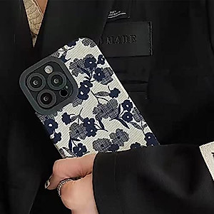 Faneiy for iPhone 14 Pro Max Case Leather Grain Cute Silicone Aesthetic Floral Women Girl Phone Case Camera Protection Shockproof Design for iPhone 14 Pro Max -6.7''