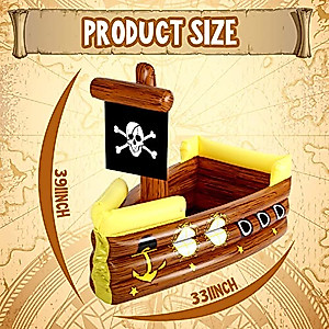 Zhanmai Halloween Inflatable Pirate Cooler Inflatable Serving Bar Food Container Drink Cooler Inflatable Drink Holder Pool for Halloween Pirate Party Supplies Decorations(Ship)