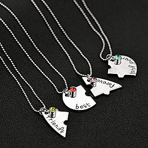 SIVITE Best Friends Forever and Ever Necklace with Crystal Broken Heart Charm Pendant Set Friendship Necklace