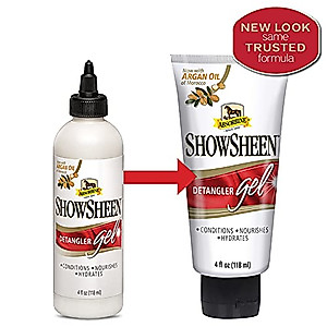 Absorbine ShowSheen Detangler Gel for Coat, Mane & Tail, Moroccan Argan Oil, Tackles Toughest Knots on Horses, Dogs & Livestock, 4oz