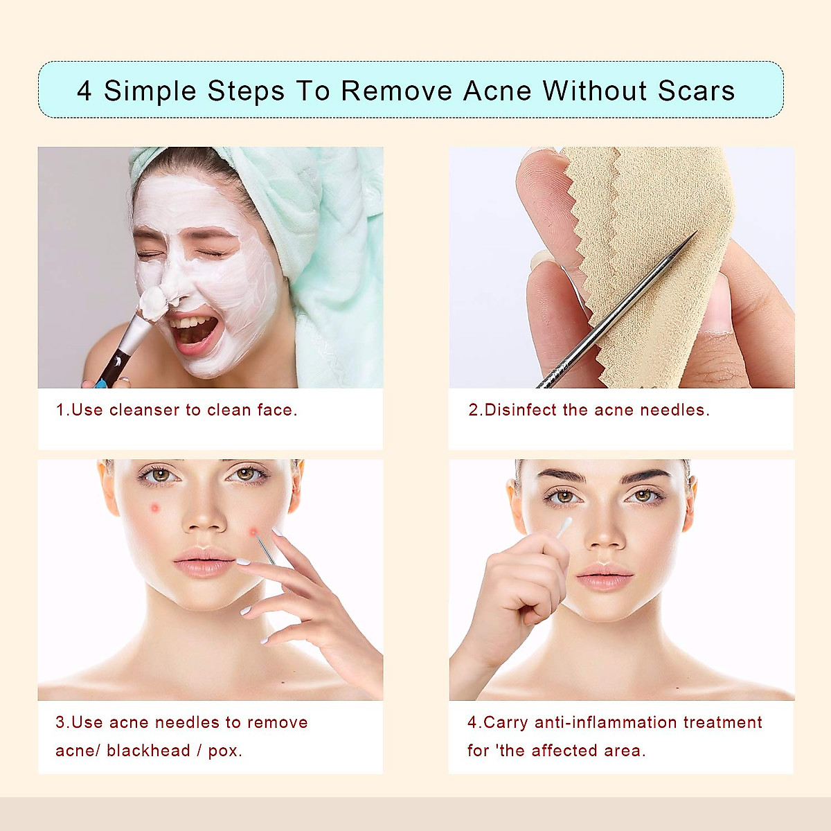 7PCS Blackhead Remover, Blackheads Extraction Removal Tool, Blemish Acne Pimple Extractor, Stainless Steel Removing Kit, Nose Face Clean Tools by OMDEAL