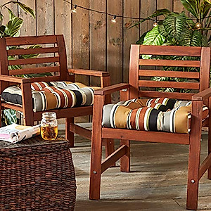 Greendale Home Fashions Square Outdoor Dining Seat Cushion, Set of 2, Espresso Stripe 2 Count
