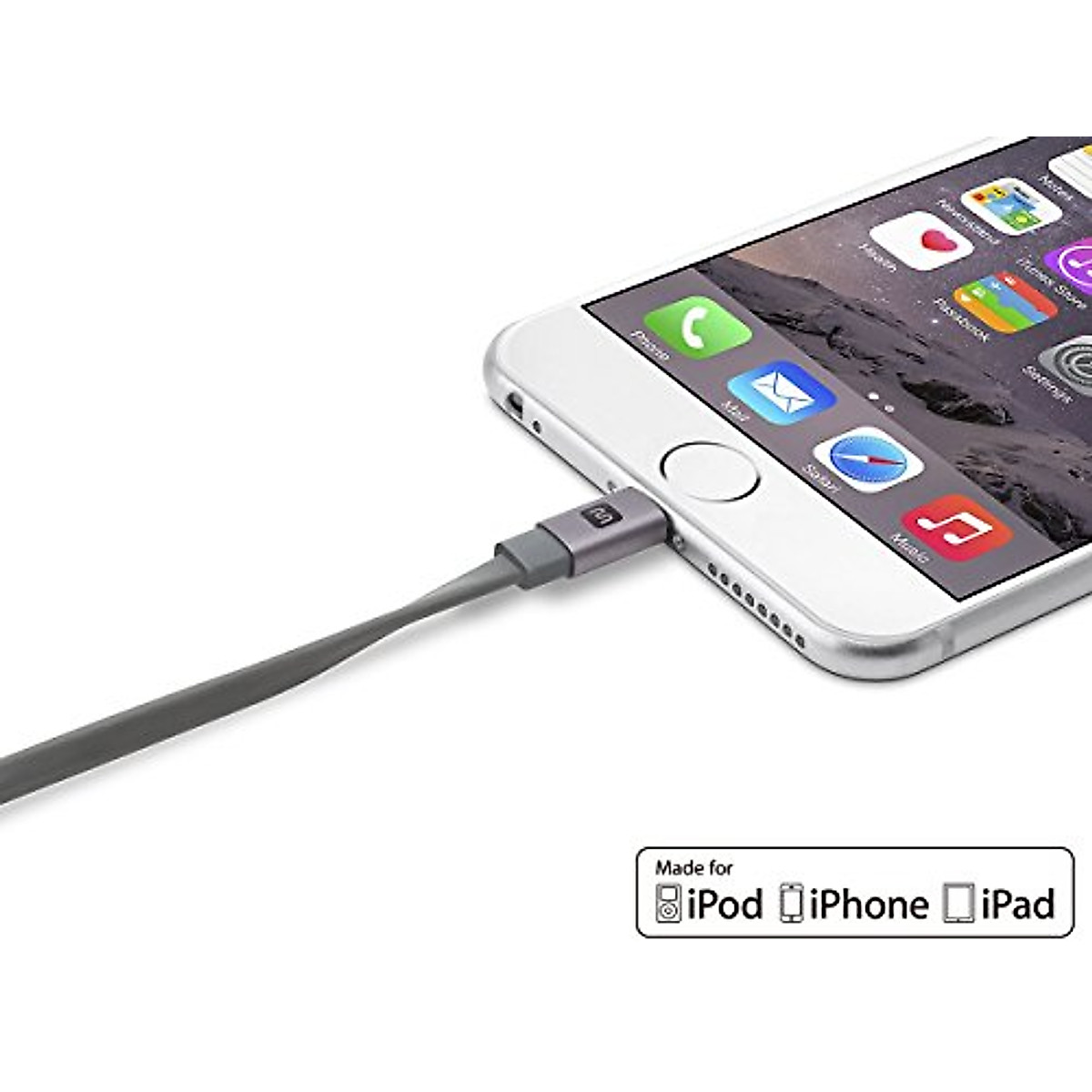 Monoprice Apple MFi Certified Flat Lightning to USB Charge & Sync Cable - 3 Feet - Black | iPhone X, 8, 8 Plus, 7, 7 Plus, 6, 6 Plus, 5S - Cabernet Series