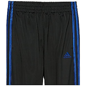 adidas Boys' Iconic Tricot Jogger Pants, Black with Collegiate Royal, Large (14/16)