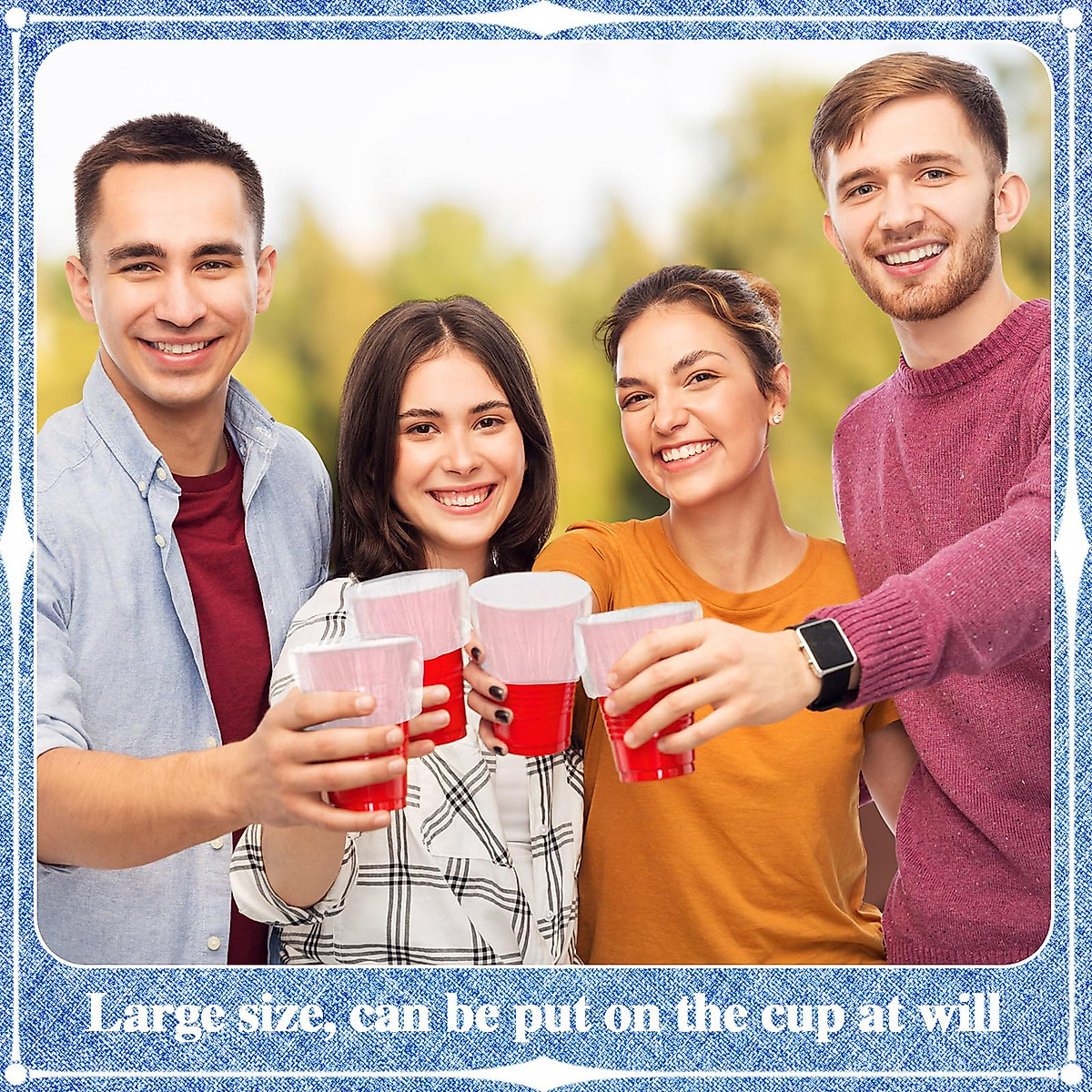 Baderke 100 Pcs Scrunchie Drink Covers Bulk Disposable Plastic Covers for Cups Covers for Drinks Protection Covers for Christmas Bar Club Adult Drink Beverage Stretchable (Clear)