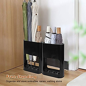 DricRoda Umbrella Rack with Removable Drip Tray, Umbrella Holder Stand for Entryway, Freestanding Organizer for Umbrella Cane Walking Stick, Stored 4 Umbrellas, Ideal for Home Office Decor, Black