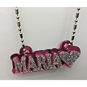 MIRROR MANIA Personalized Name Plate Custom Name Necklace Nameplate Name Laser Cut, Diamond Look, Made To Order Any Name - Dazzling and Stunning!