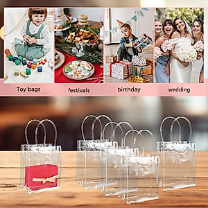 NEXXXI Clear Gift Bags with Handle, 55 Pack Plastic Bags Small Gift Wrap Tote Bags for Weddings, Parties, and More, 5.9 x 5.1 x 2.7 Inches