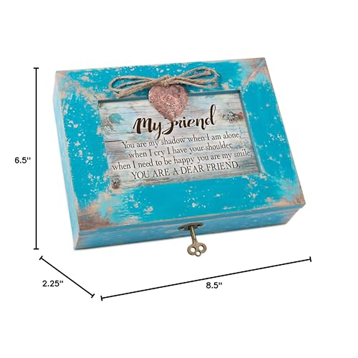 Cottage Garden Smile Dear Friend Teal Distressed Locket Music Box Plays That's What Friends are for