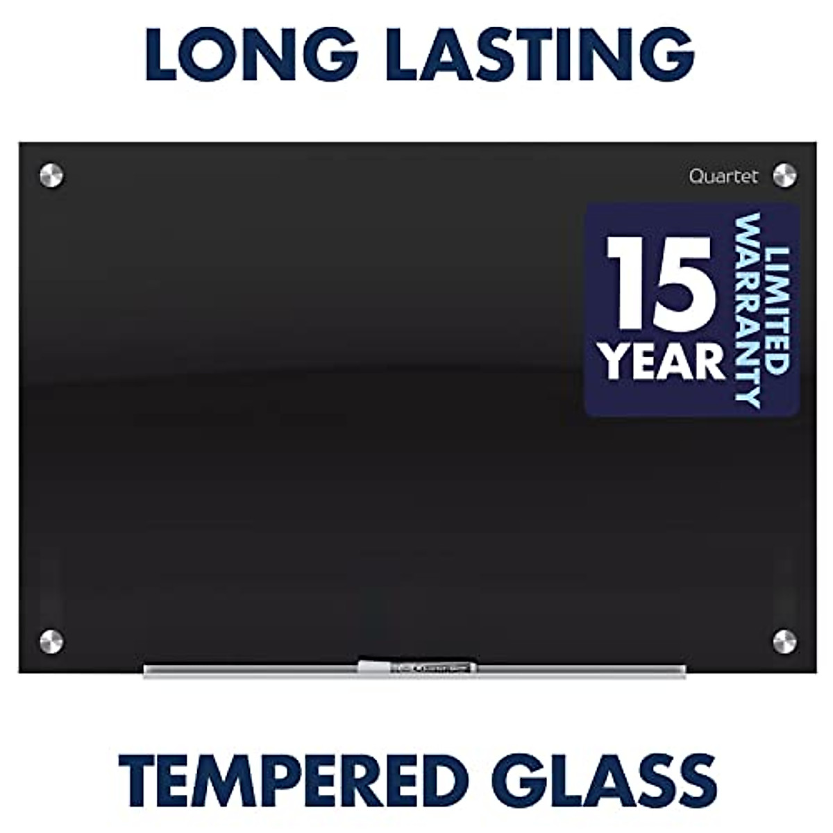 Quartet Glass Whiteboard, Magnetic Dry Erase White Board, 3' x 2', Black Surface, Infinity (G3624B)