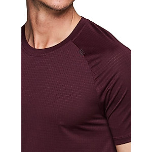 RBX Active Men's Quick Dry Short Sleeve Performance Gym Running Tee Box Grid Wine L