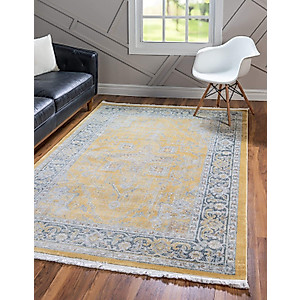 Unique Loom Baracoa Collection Area Rug - Prado (8' 4" x 10' Rectangle, Yellow/ Ivory)