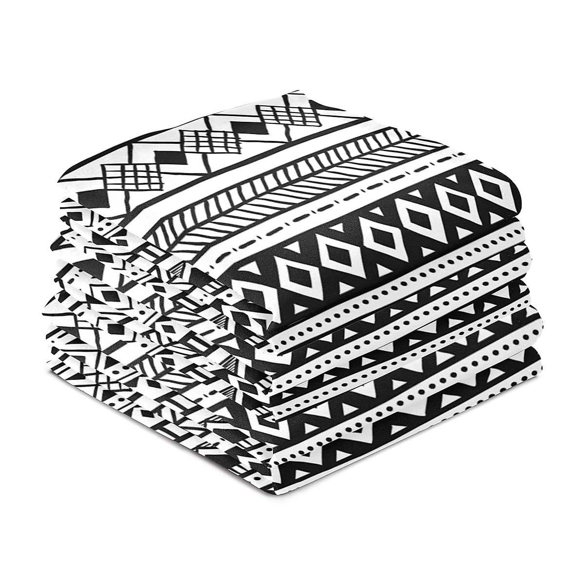 susiyo Aztec Tribal Black and White Kitchen Dish Towel, Set of 4 Pcs Soft Polyester Dish Cloth for Cooking Washing, 28 X 18 Inch