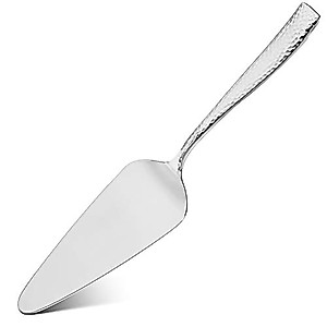 Hudson Essentials 8-Piece Hammered 18/10 Stainless Steel Flatware Serving Utensil Set - Hostess Silverware with Cake Knife & Cake Server