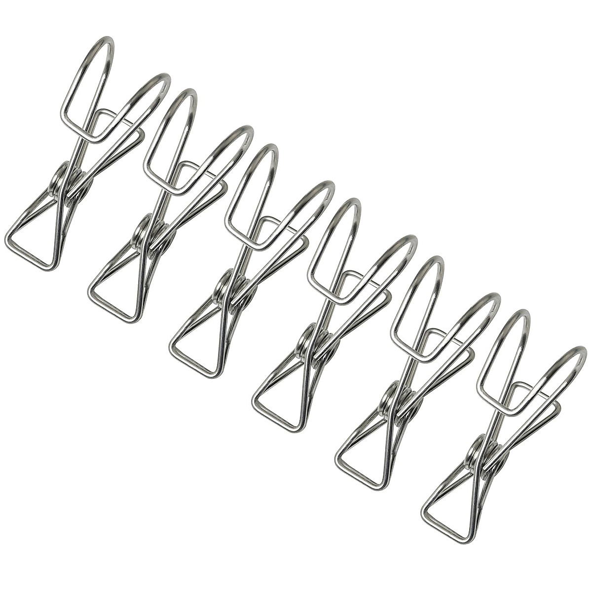 Pro Bamboo Kitchen 12PCS Stainless Steel Short Tail Drying Clothes Clips with Hooks Heavy Duty Multi-Functional for Displaying Items Document Storage Hooks Universal Clips Kitchen Bathroom Hanging