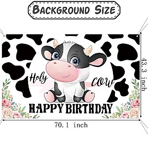 Cow Birthday Party Decoration Holy Cow Backdrop Decorations Cow Birthday Party Supplies Cow Themed Birthday Party Backdrop Decorations for Farm Animals Theme Party Baby Shower Supplies