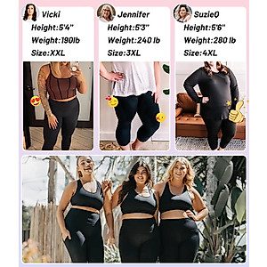 Happy.angel Plus Size Leggings with Pockets for Women, High Waisted Capri Yoga Workout Pants Cropped Tights Navy Blue 4X-Large