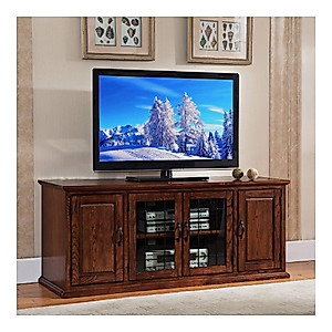 Leick Home 80360 Leaded Glass TV Stand For 65" TV's, Burnished Oak