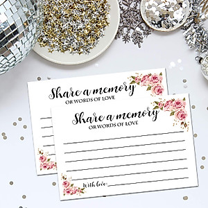 Giftideaworkshop 50 Floral Share A Memory Cards for Celebration of Life Birthday Anniversary Memorial Funeral Graduation Bridal Shower Game, Guest Book Ideas, and Alternatives.4x6 Inches