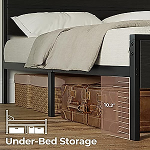 Rolanstar Bed Frame with Charging Station, Twin Bed with LED Lights Headboard, Metal Platform Bed Frame, Strong Metal Slats, 10.2” Under Bed Storage Clearance, No Box Spring Needed, Noise Free