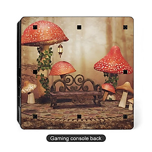 Fairytale Autumnal Scenery Mushroom Lamp Sticker for P-S4 Controller Full Protective Skin Cover Design Wrap Decal Sticker Compatible with P-S4 Print