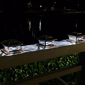 TWINSLUXES Solar Post Lights Outdoor 2 Modes Waterproof LED Solar Post Cap Lights for 3.5x3.5 4x4 5x5 and 6x6 Wooden&Vinyl Post,Solar Fence Cap Light for Garden/Patio/Porch Solar Powered(8 Pack)