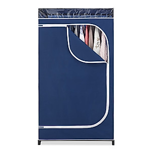 Whitmor, Gray Covered Wardrobe with Accessory Storage, 34 inch