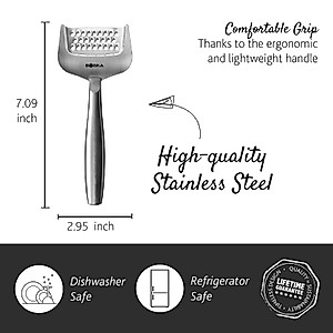 Boska Stainless Steel Grater - Cheese Grater Copenhagen Best for Hard Cheese, Citrus, and Vegetables - Multifunctional Rust-Proof Shredder - Manual Handheld - 10 Year Warranty