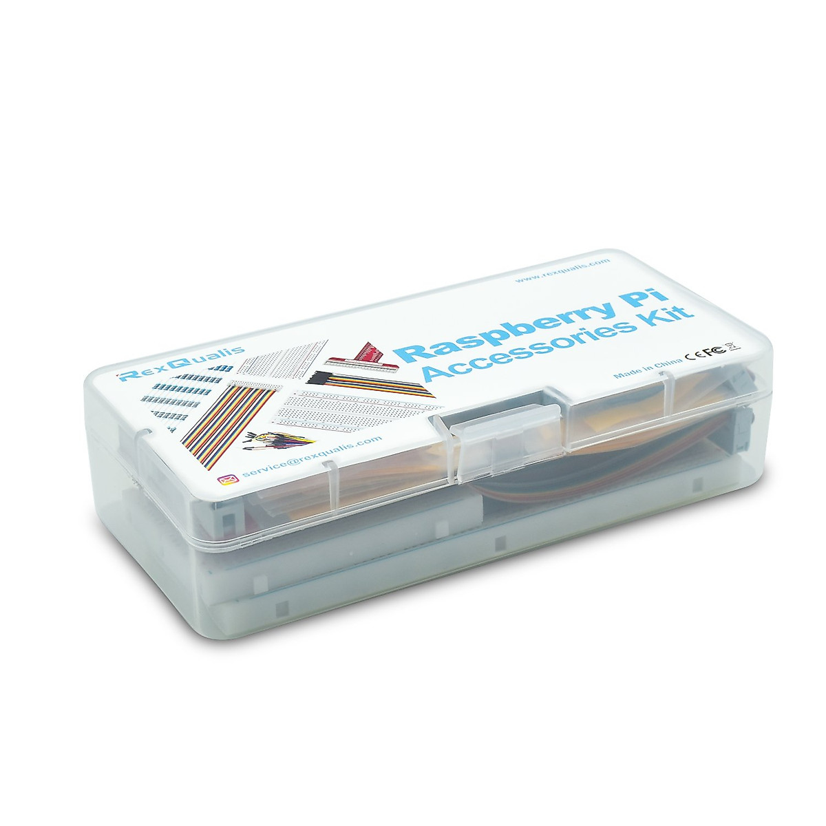 REXQualis Accessories kit Compatible with Raspberry Pi 4 3B+ 3B 2B B+ A+ Zero w/Solderless Breadboard + GPIO T Type Expansion Board + Jumper Wires + Rainbow Ribbon Cable + Resistors