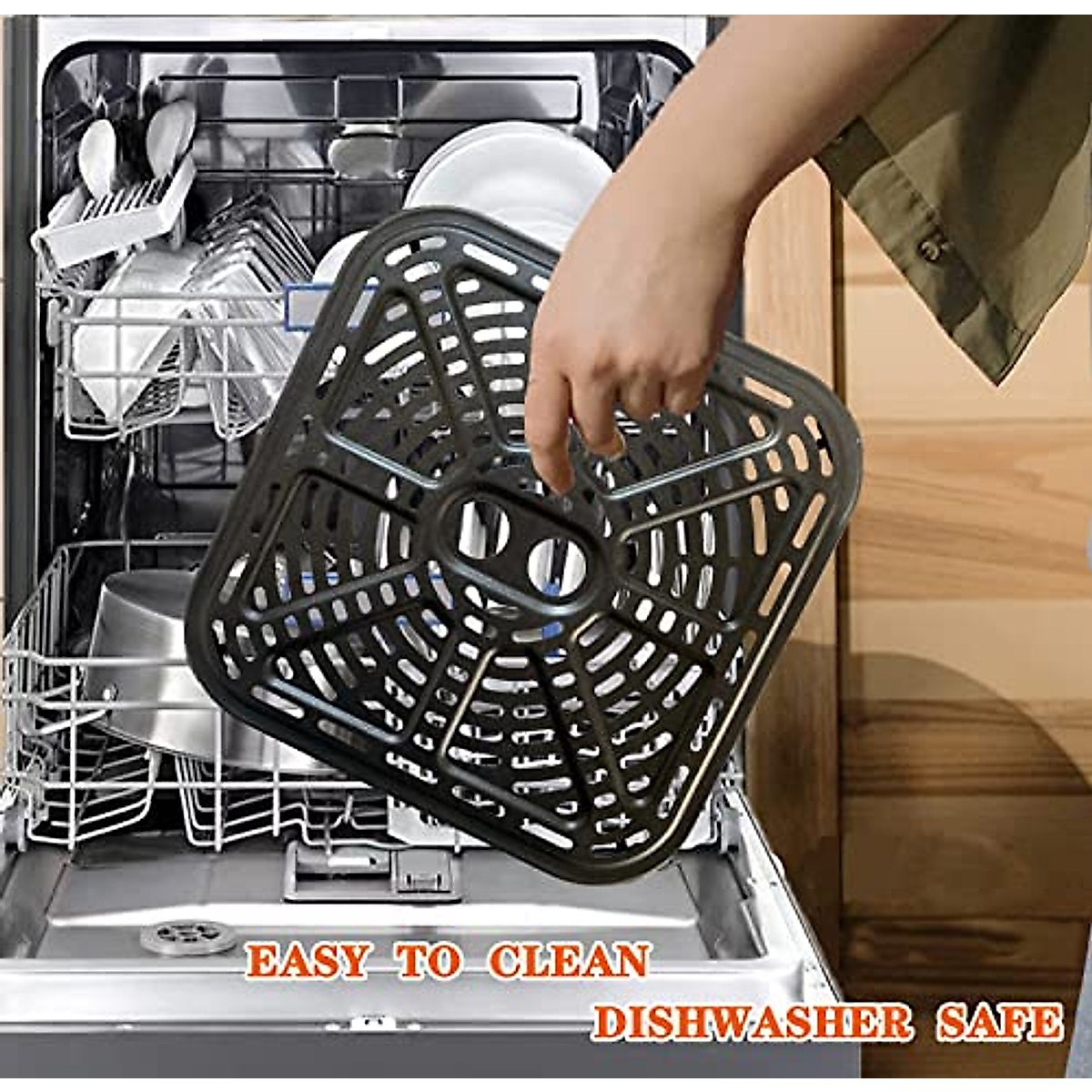 Air Fryer Grill Plate for COSORI 6.8QT Air Fryers, 9.02IN Square Upgraded Air Fryer Grill Pan, Air Fryer Crisper Plate Tray, Air Fryer Rack, Insert Pan for 6.8Quart COSORI Air Fryers, Nonstick