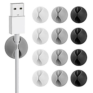 Cable Clips Cord Holder for Desk,12 Pack Adhesive Cord Clips Cable Management Clips, Cord Organizer for Home, Office, Car, Desk Nightstand