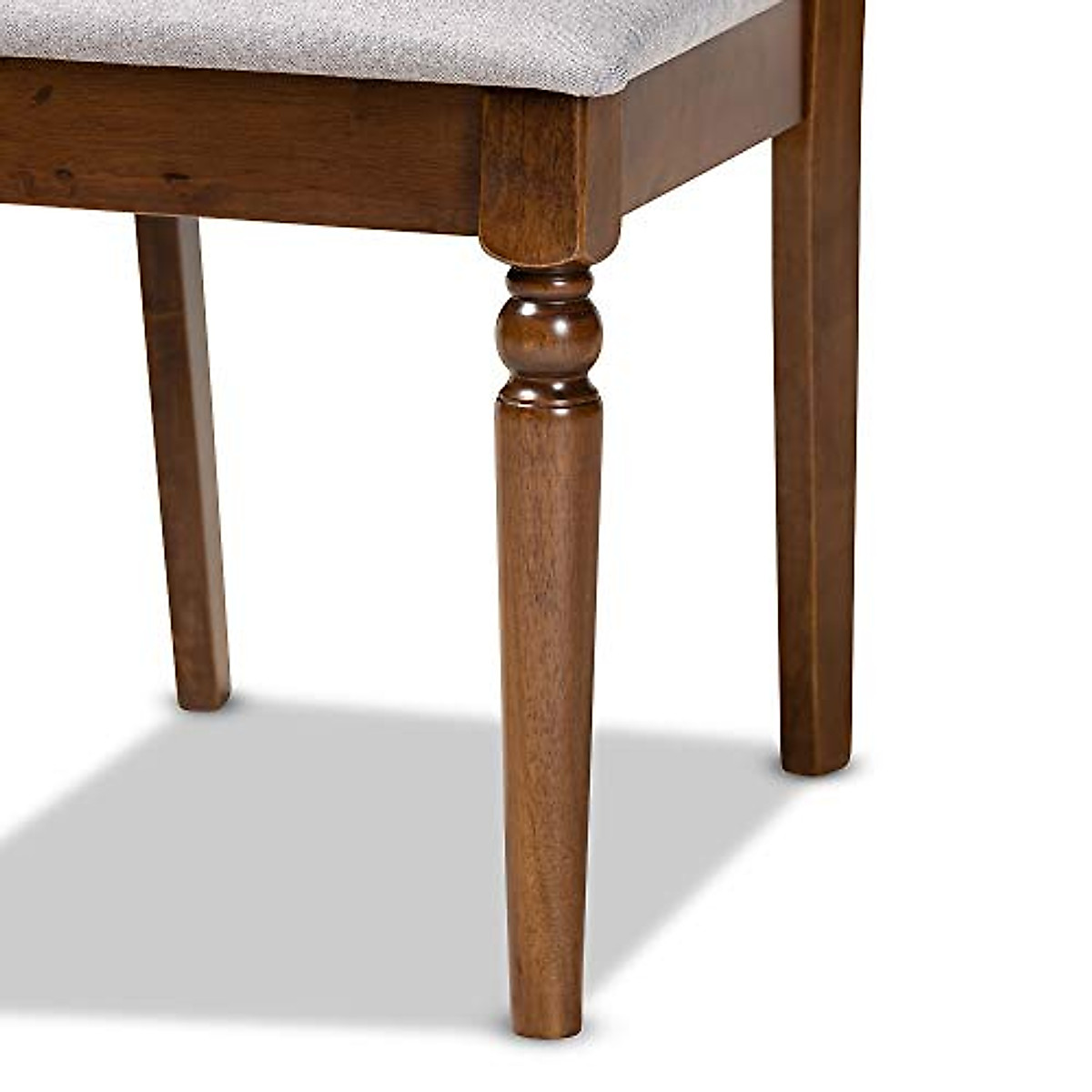 Baxton Studio Ramiro Dining Chair Set and Dining Chair Set Grey Fabric Upholstered and Walnut Brown Finished Wood 2-Piece Dining Chair Set
