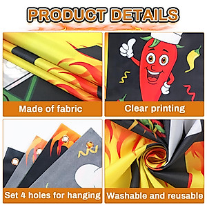 QOUBAI Chili Cook Off Decorations Banner 71 x 24 Inches Black Hot Chili Pepper Contest Banner Chili Cook Off Party Supplies for Mexican Fiesta Cinco De Mayo Chili Cooking Competition Festival Prizes