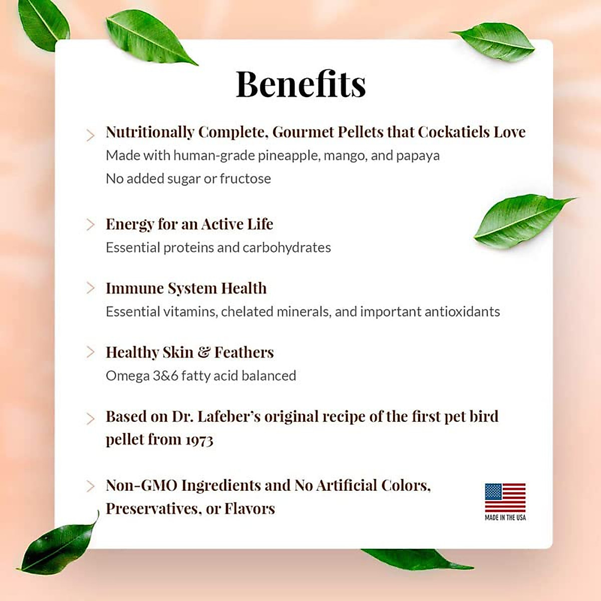 LAFEBER'S Cockatiel Pellets (1.25 lb (Pack of 2), Tropical Fruit Pellets)