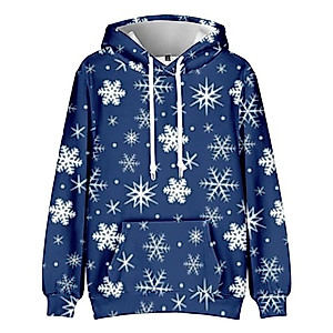 DuDubaby Christmas Graphic Hoodies 3D Printed Winter Long Sleeve Novelty Oversized Hoodie Vintage Funny Loose Sweatshirts Personalized Thermal College Hooded 02 Dark Blue Medium